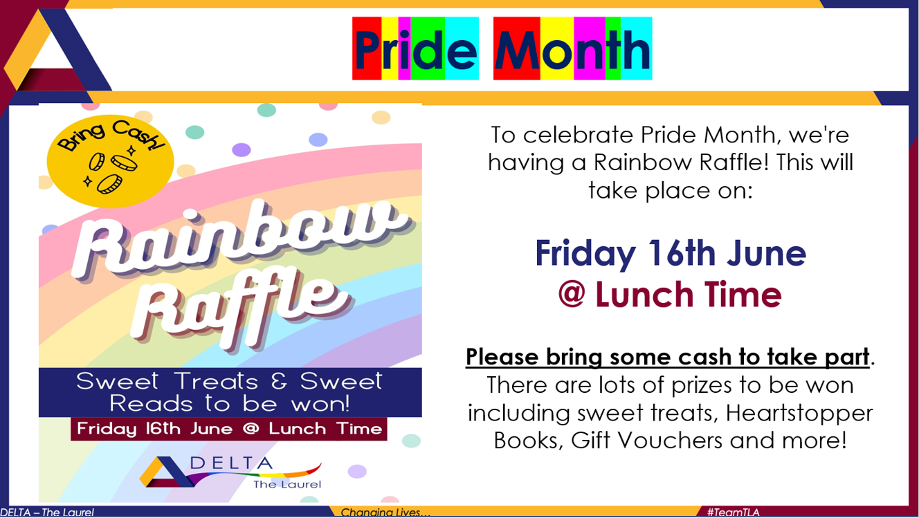 PRIDE - Rainbow Raffle, Friday 16th June - The Laurel Academy